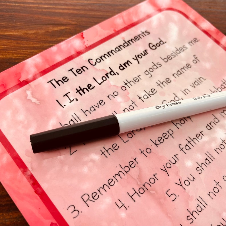 Ten Commandments Customizable Portable Tracing Practice Dry-erase Board ...