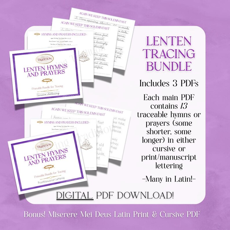 Lenten DIGITAL Printable Bundle for Catholic Children - 14 Hymns ...