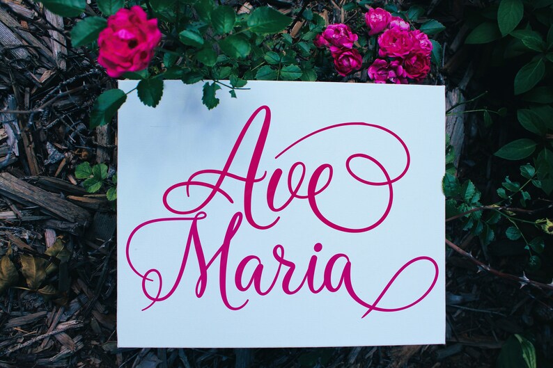 Ave Maria SVG, PNG Cutting Machine Design With Elegant Font With ...