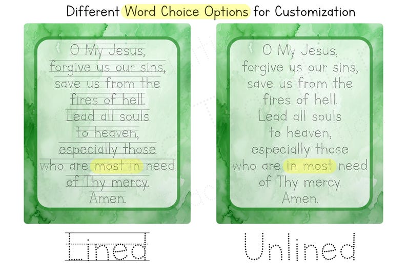Fatima Rosary Prayer Customizable Hardboard Tracing Practice - Dry ...
