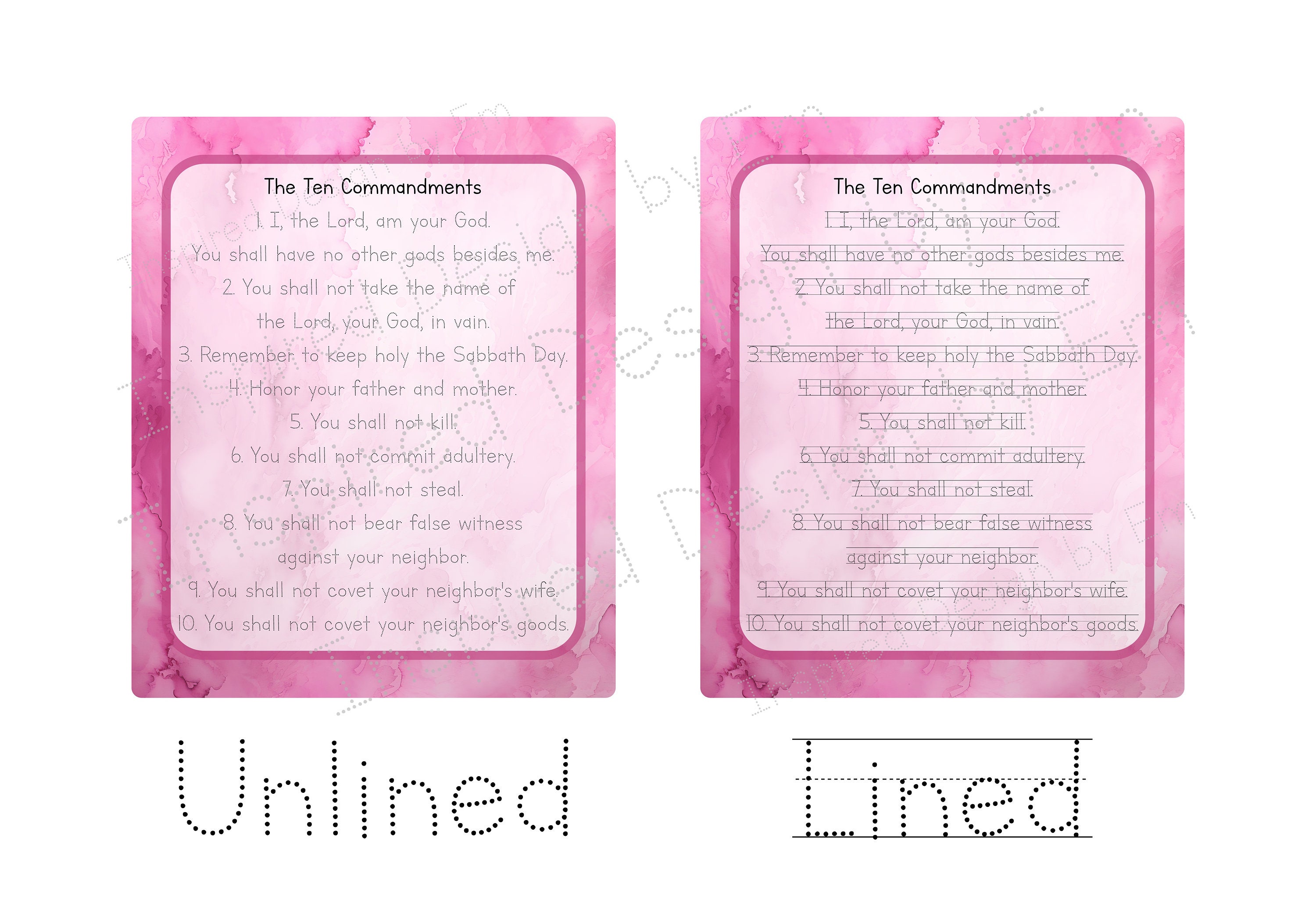 Ten Commandments Customizable Portable Tracing Practice Dry-erase Board ...