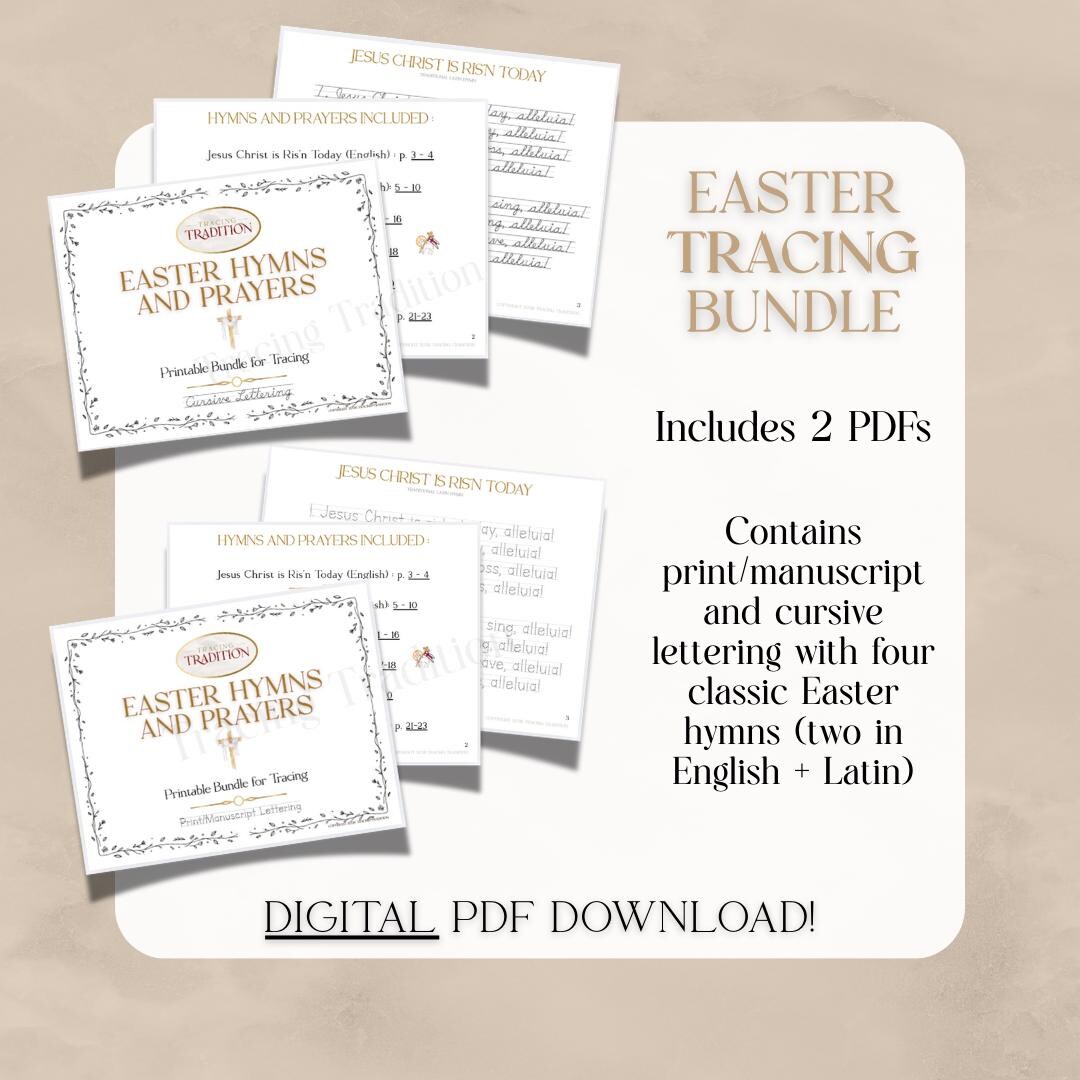 Easter DIGITAL Printable Bundle for Catholic Children - 4 Hymns/prayers ...