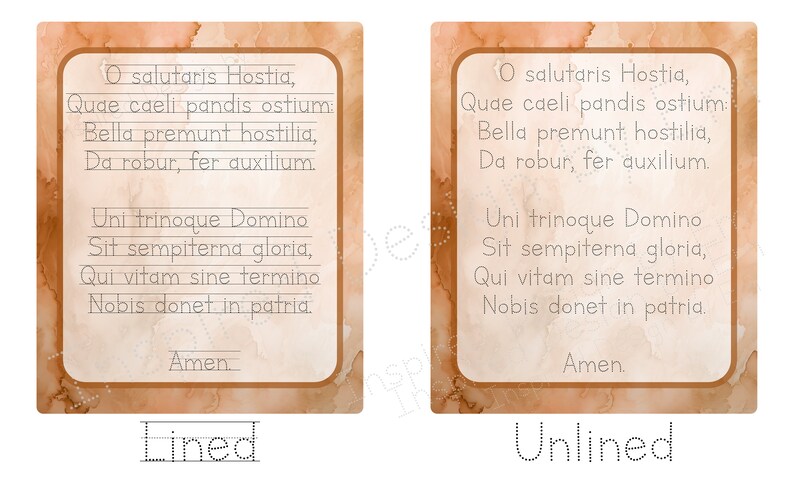 O Salutaris Hostia Customizable Tracing Practice Dry-erase Board - for ...