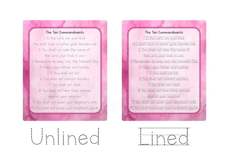 Ten Commandments Customizable Portable Tracing Practice - Dry-erase ...