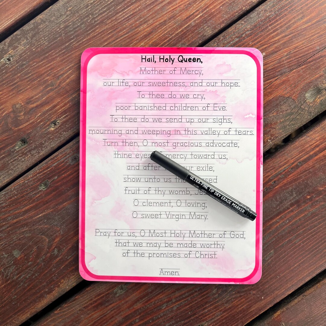 Hail Holy Queen Customizable Portable Prayer Tracing Practice Board ...
