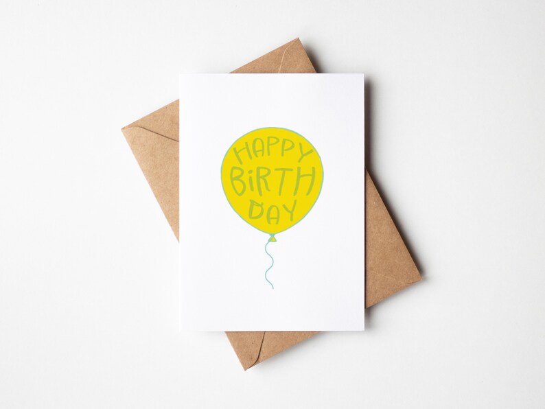 Birthday Balloon | Letterpress Greeting Card | Illustrated Card | Cute ...