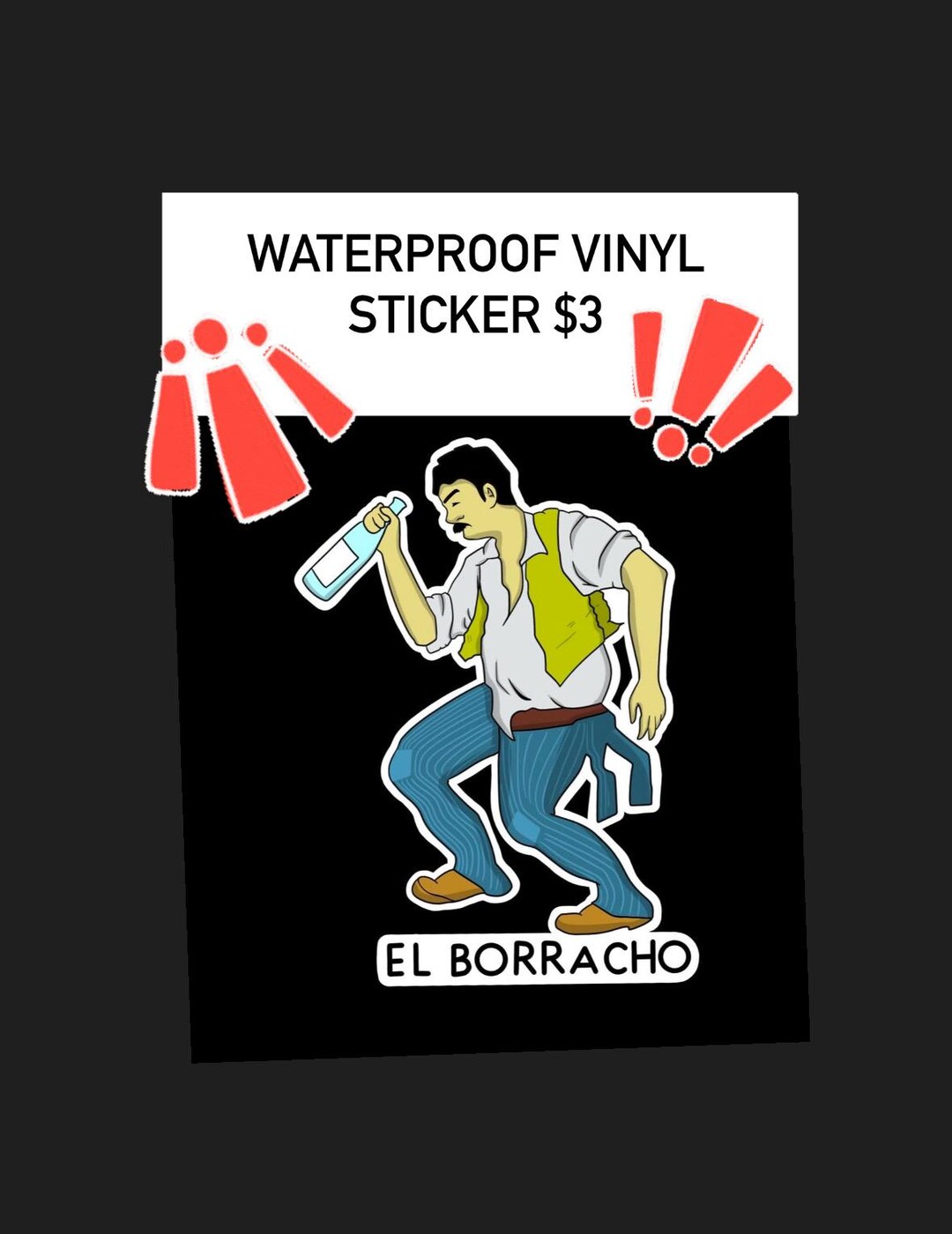 El Borracho Waterproof Sticker - Etsy