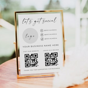 Lets Get Social Printable Sign, Social Media Sign, Small Business Sign ...