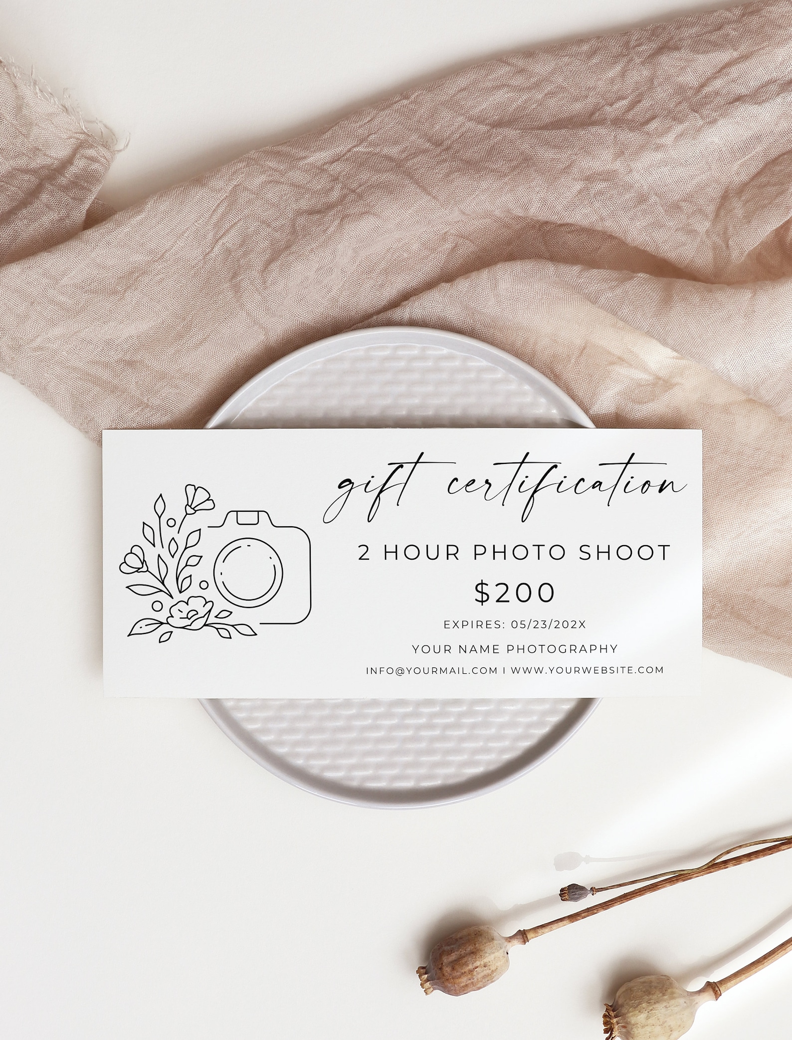 Photo Session Gift Certificate, Photography Gift Certificate ...