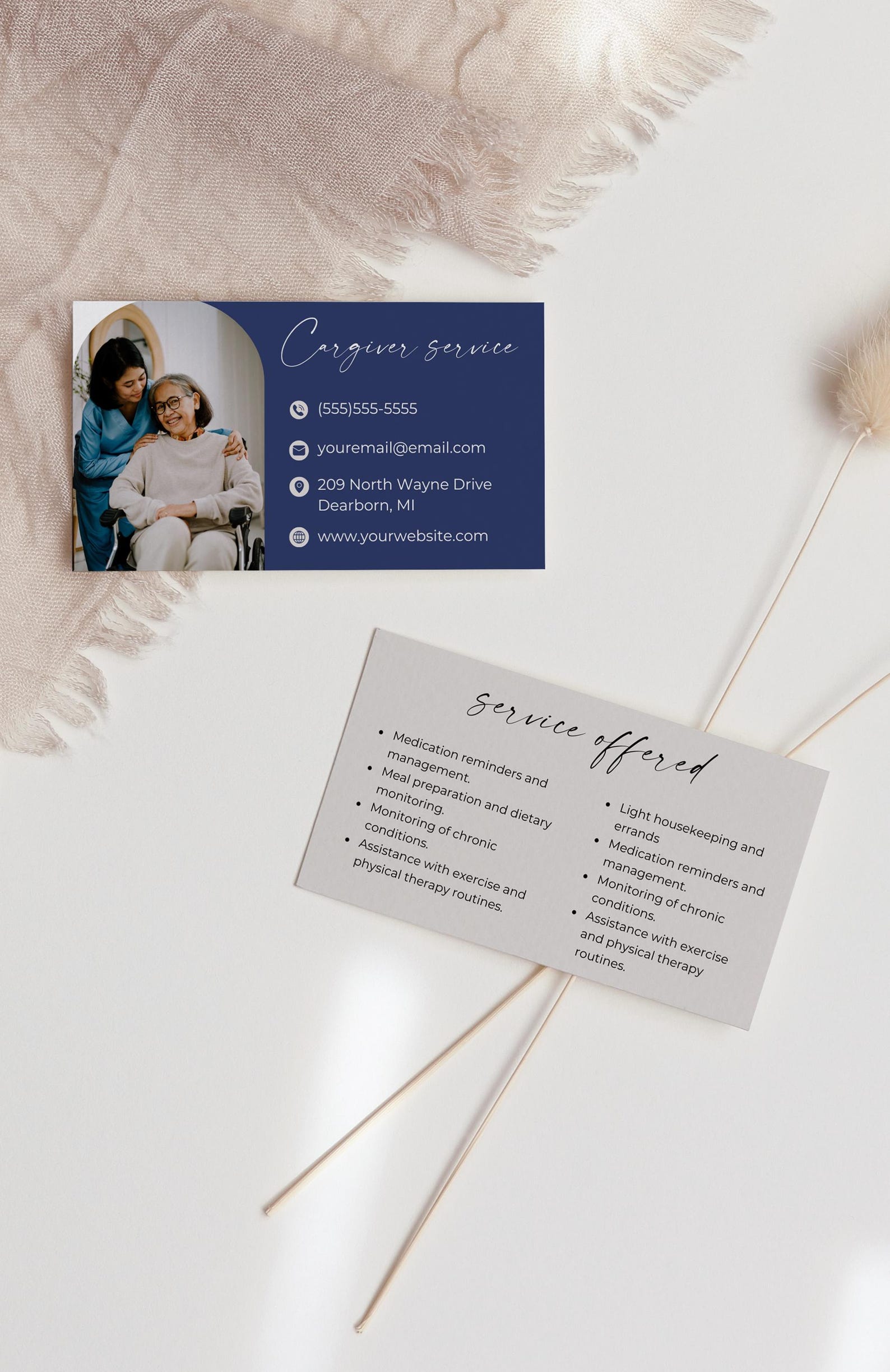 Caregiver Business Cards, Elderly Care Card, Senior Elder Care Service ...