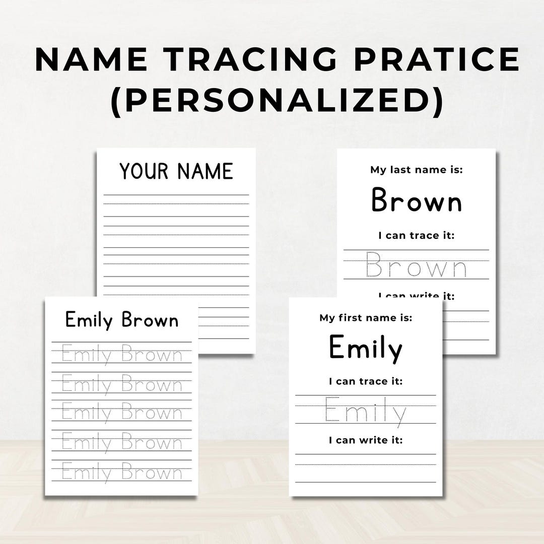 Personalized Name Tracing Worksheet, Handwriting Practice for Kids ...