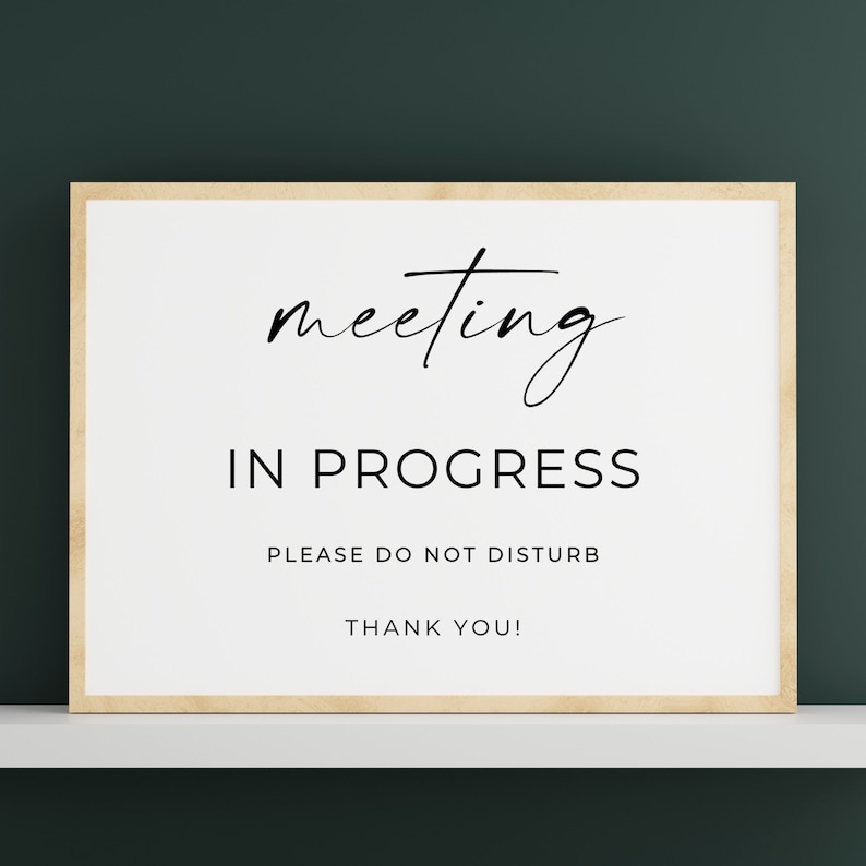 Meeting in Progress Please Do Not Disturb Sign, Elegant Home or Office ...