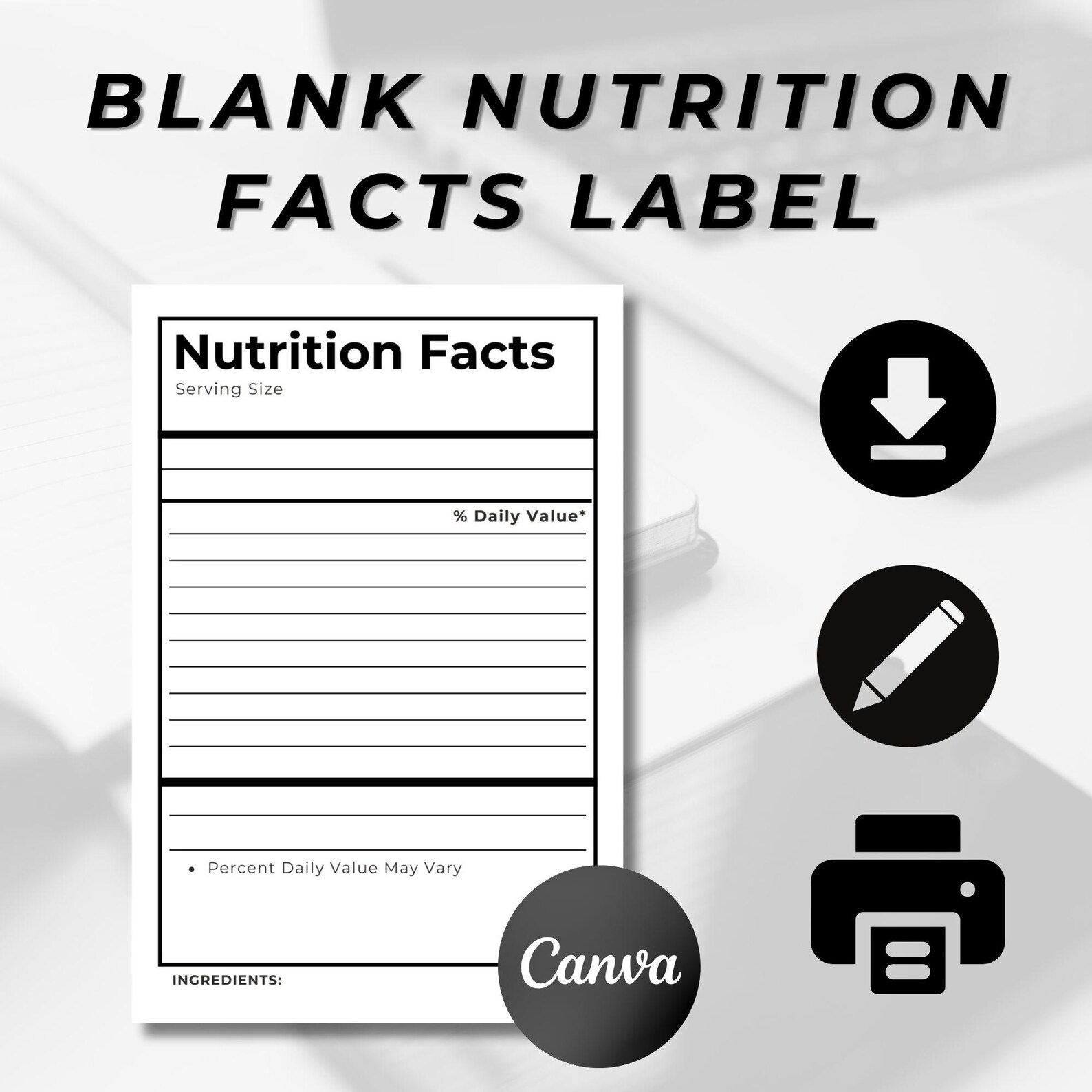 Blank Fillable Nutrition Facts, Nutrition Label Template, Nutritional ...
