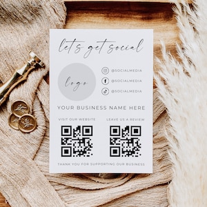 Lets Get Social Printable Sign, Social Media Sign, Small Business Sign ...