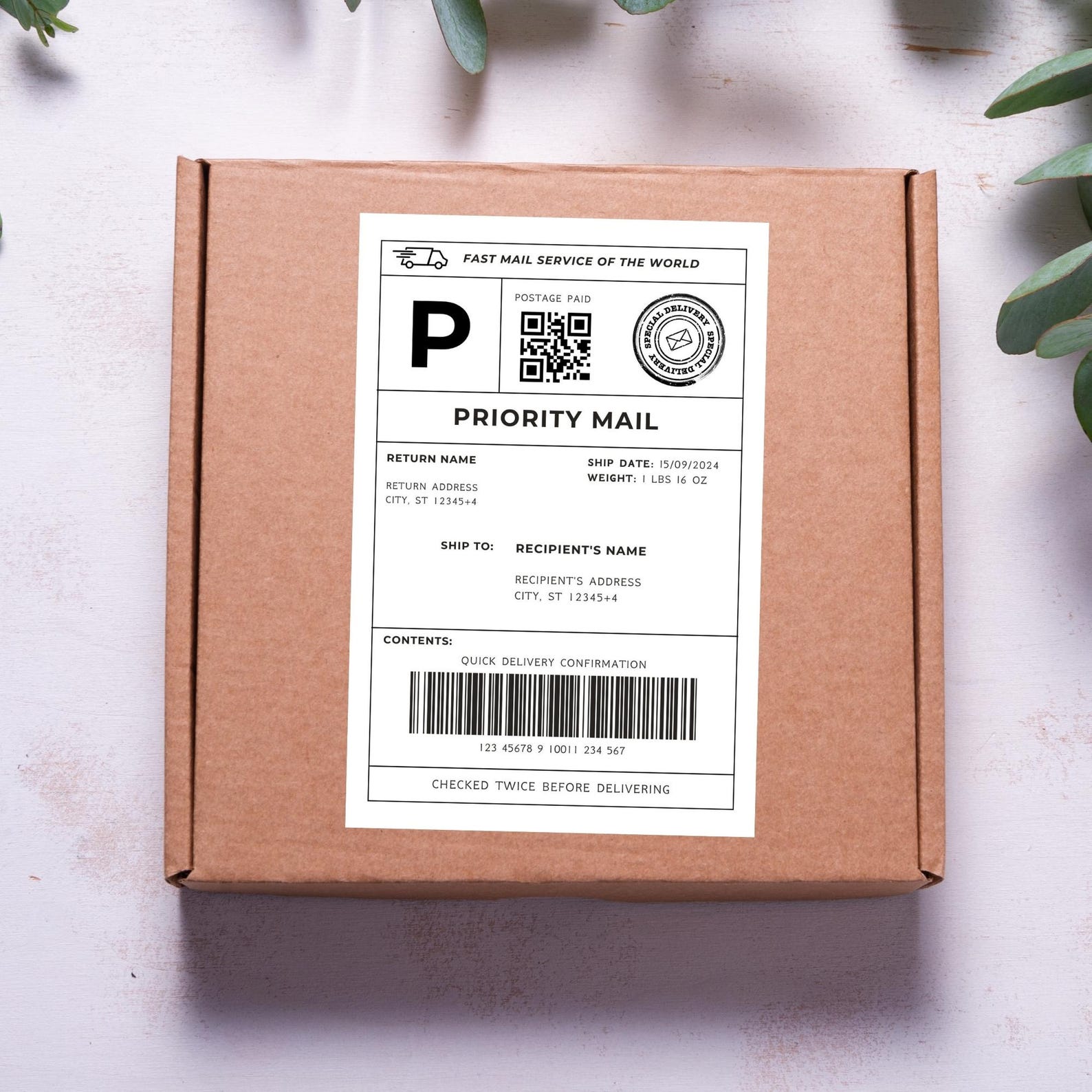 Editable Shipping Label Template: Personalized Mail Label (canva ...