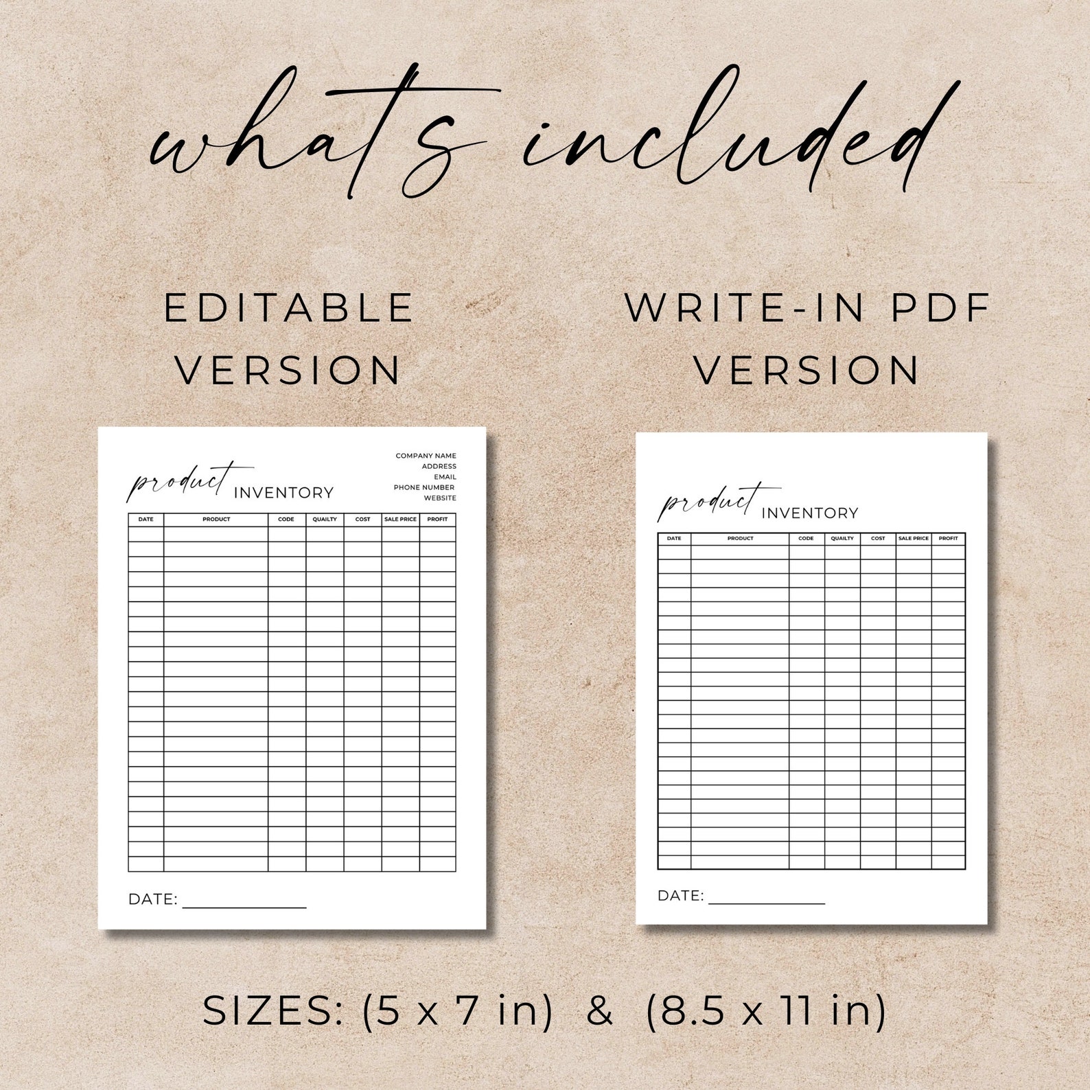 Inventory Tracker Canva, Editable Inventory Management Form, Business ...