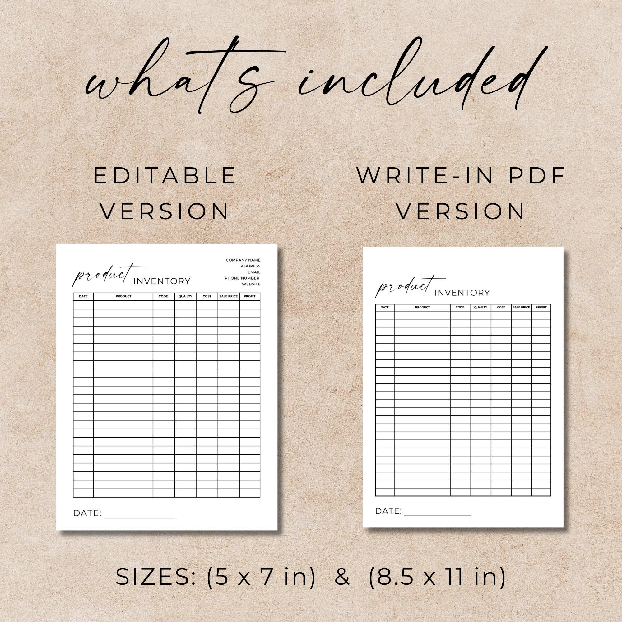 Inventory Tracker Canva, Editable Inventory Management Form, Business Product Inventory Sheet ...