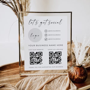 Lets Get Social Printable Sign, Social Media Sign, Small Business Sign ...