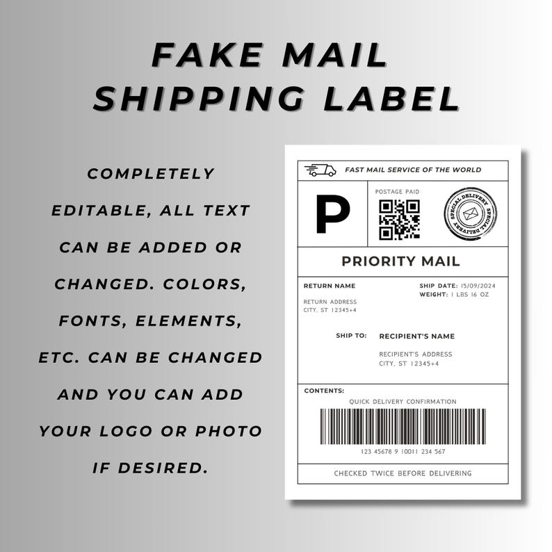 Editable Shipping Label Template: Personalized Mail Label (canva ...