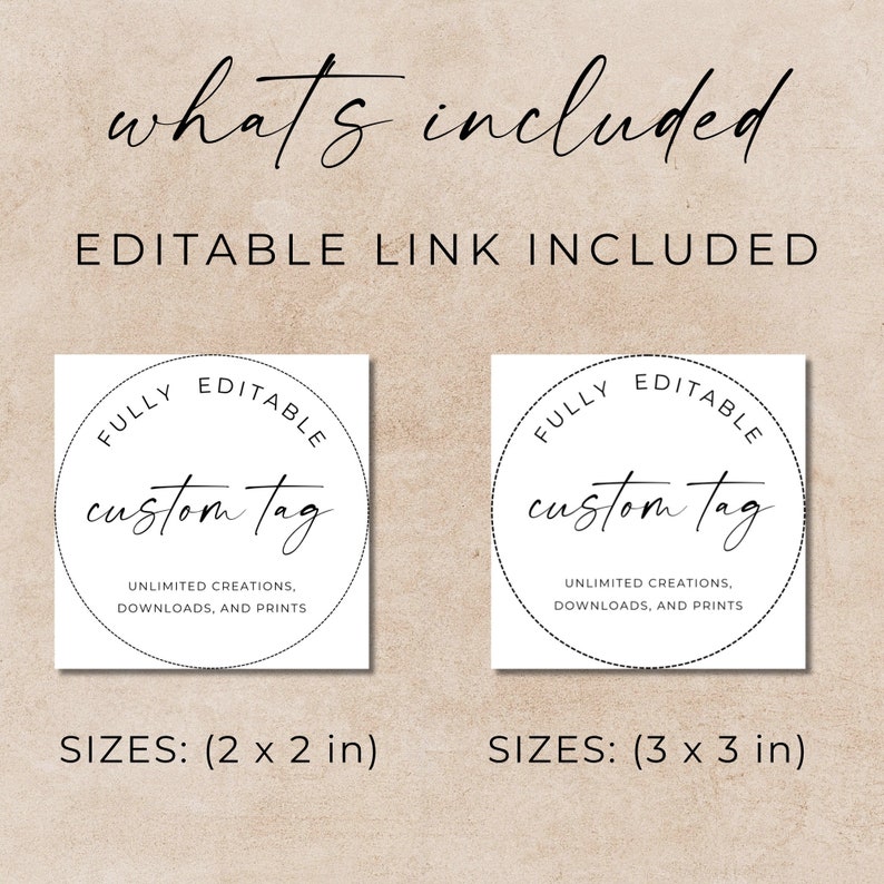 Custom Printed Business Round Tags, Editable Minimalist Round Tags ...