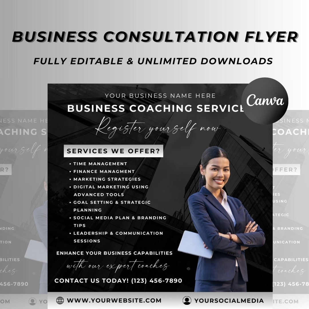 Consultant Business Flyer, Business Coach Flyer, Premade Business ...