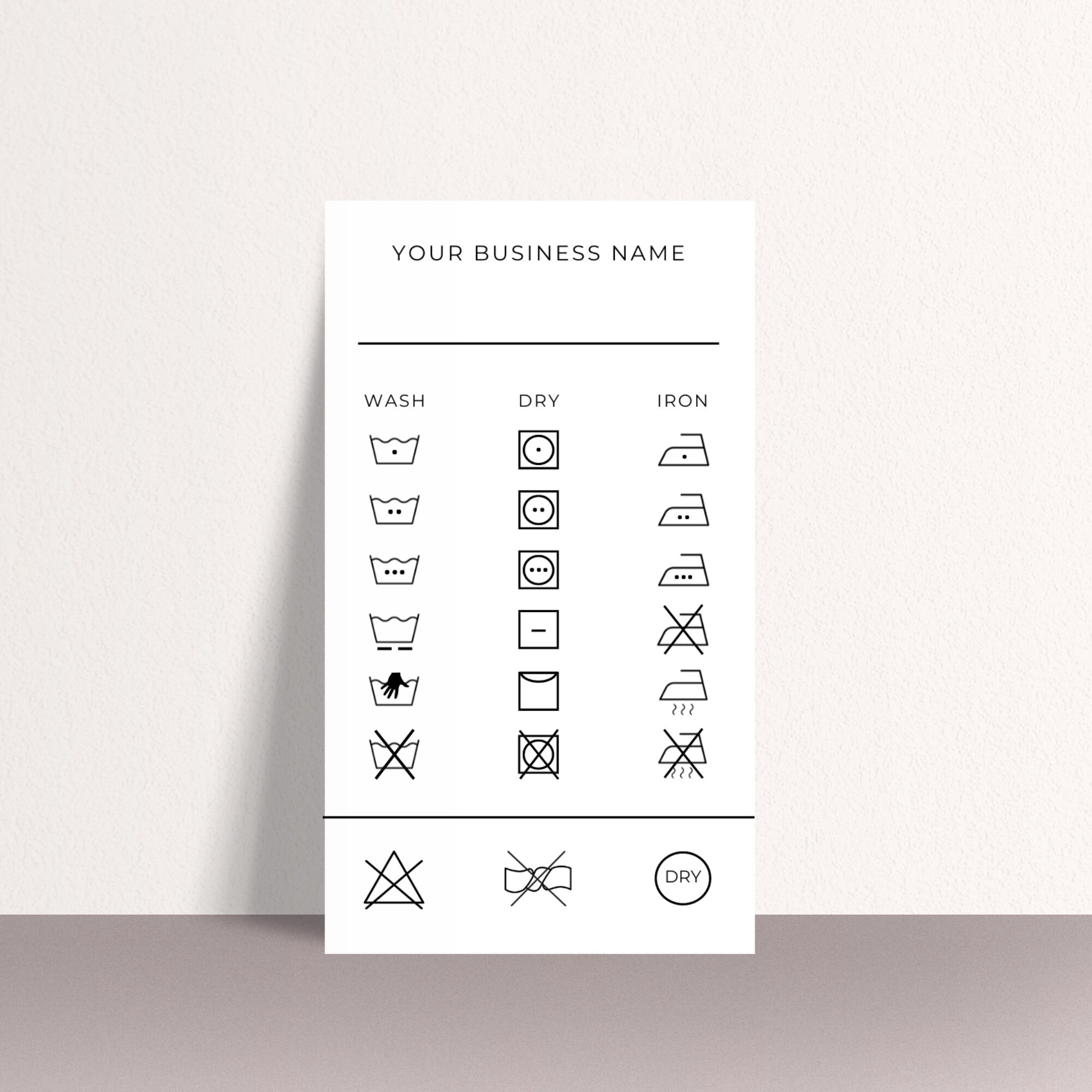 EDITABLE Care Instructions Tag, Maker Labels With Washing Instructions ...