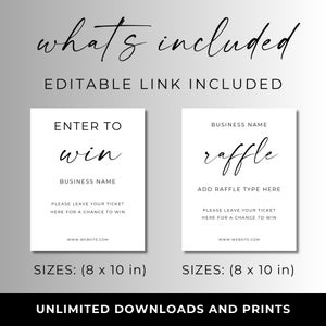Editable Raffle Sign, Minimalist Enter to Win, Printable Business Prize ...