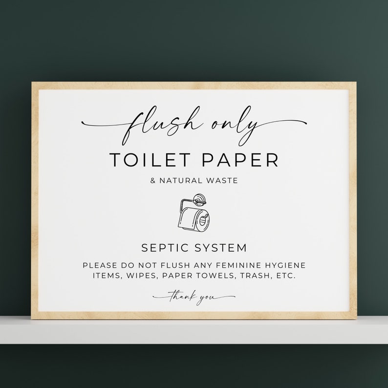 Flush Only Toilet Paper & Natural Waste Sign, Printable Sign for Airbnb ...