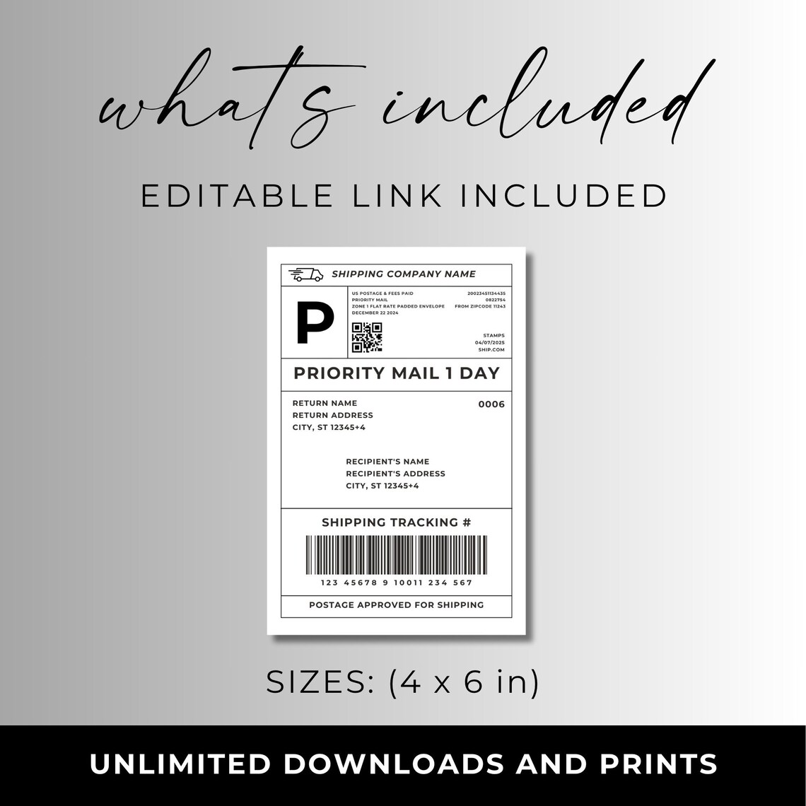Editable Shipping Label Template: Personalized Mail Label, Canva ...