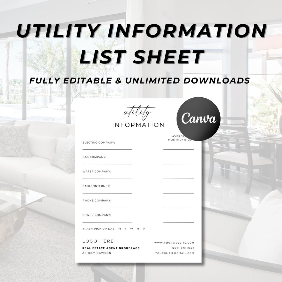 Utility Information for Real Estate, Real Estate Marketing, Real Estate ...