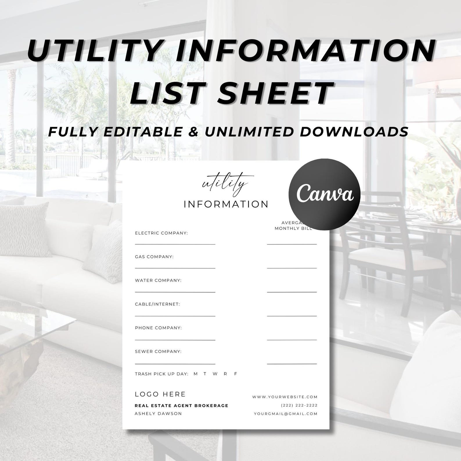 Utility Information for Real Estate, Real Estate Marketing, Real Estate ...