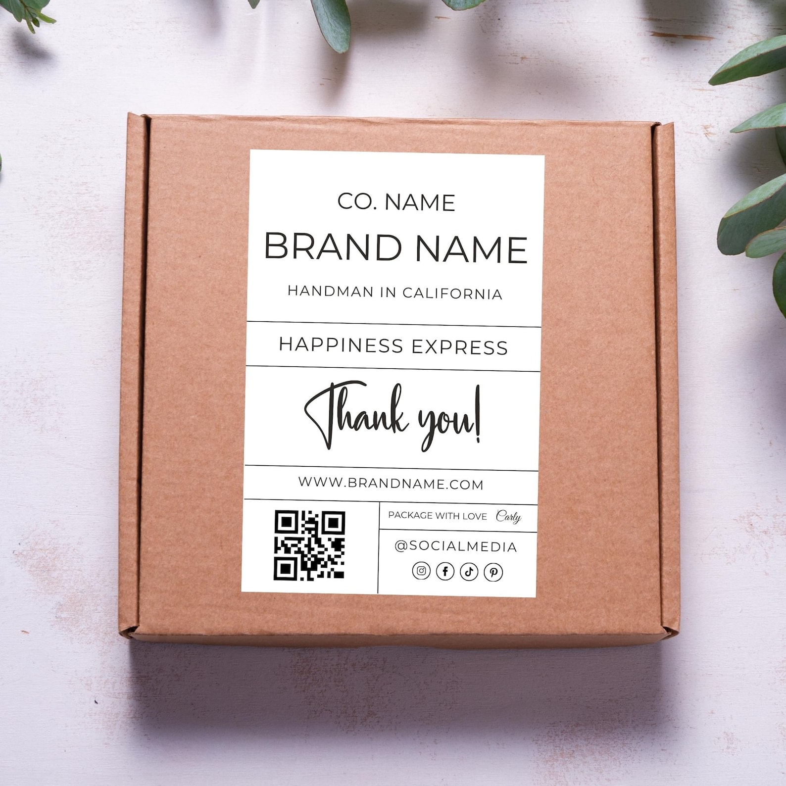 Shipping Label Thank You Template, Custom Labels for Shipping Boxes ...