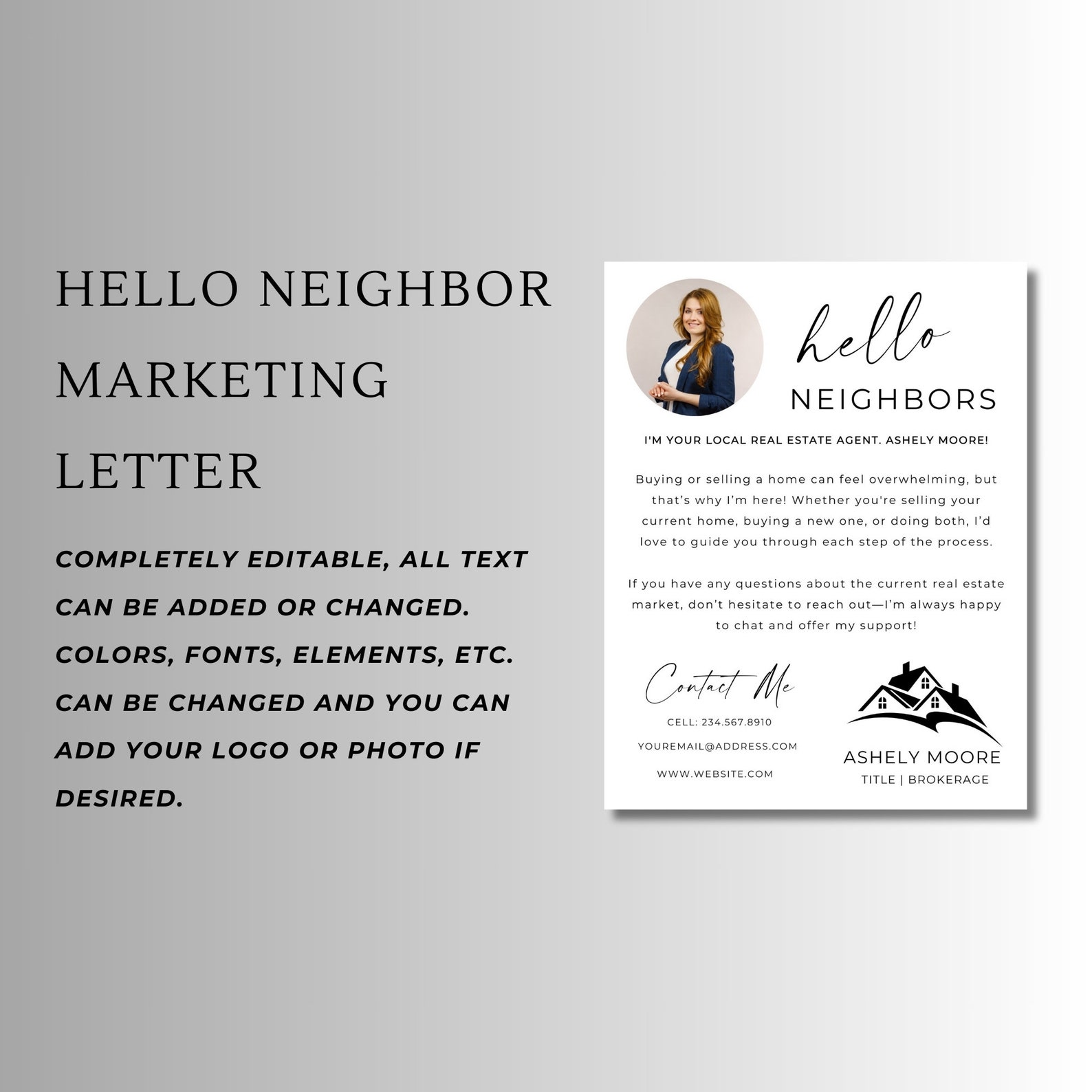 Hello Neighbor Marketing Letter, Real Estate Custom Marketing Letter ...