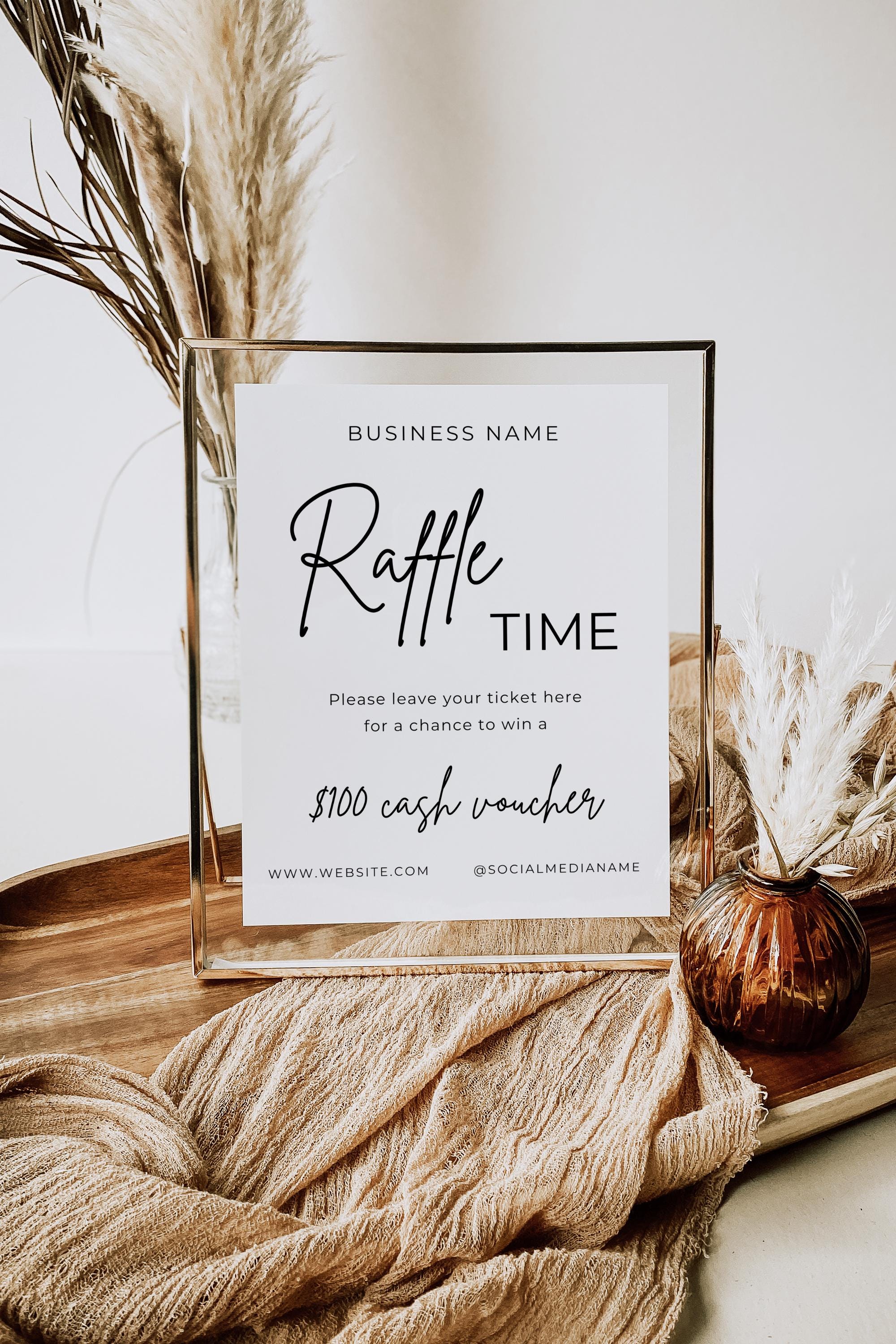 Raffle Sign Template, Modern Enter to Win Poster, Pop-up Prize Draw ...