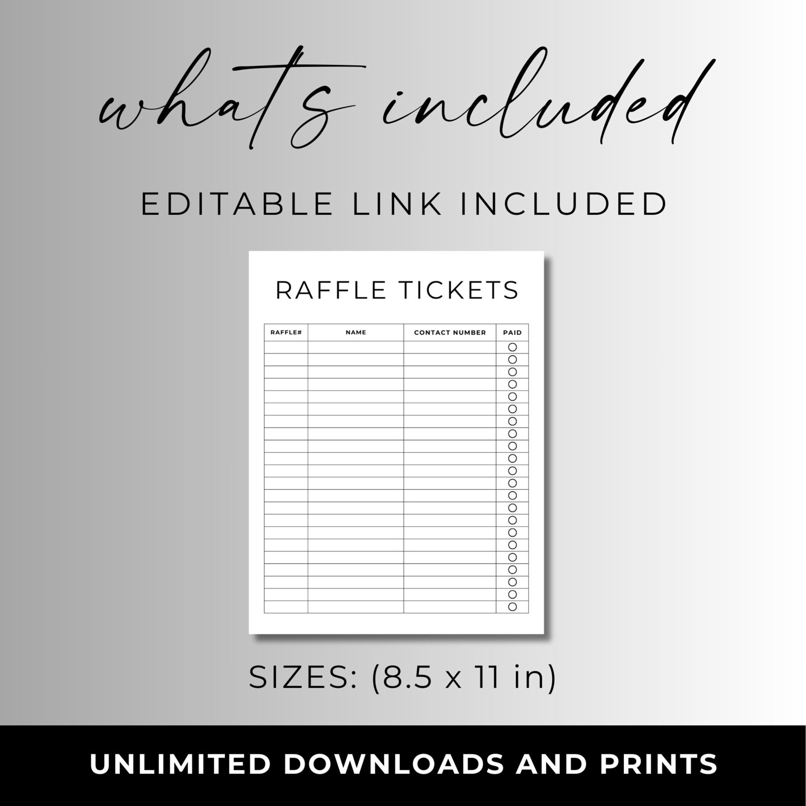 Raffle Tracker Template, Ticket Sales Tracker, Raffle Log, Raffle ...