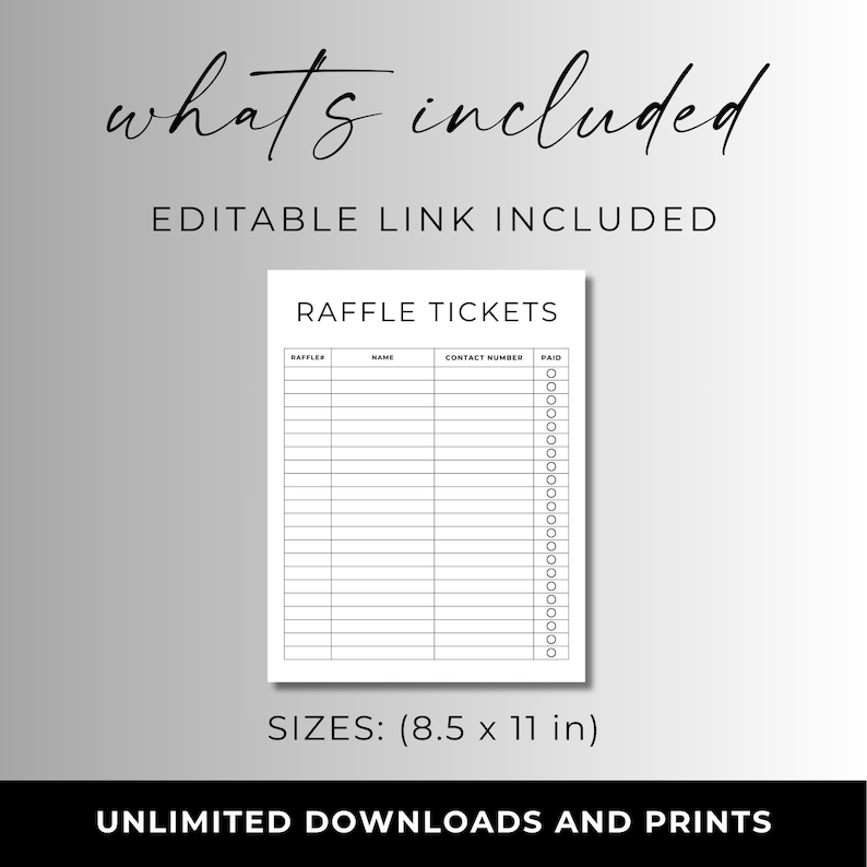 Raffle Tracker Template, Ticket Sales Tracker, Raffle Log, Raffle Ticket Organizer, Fundraiser ...