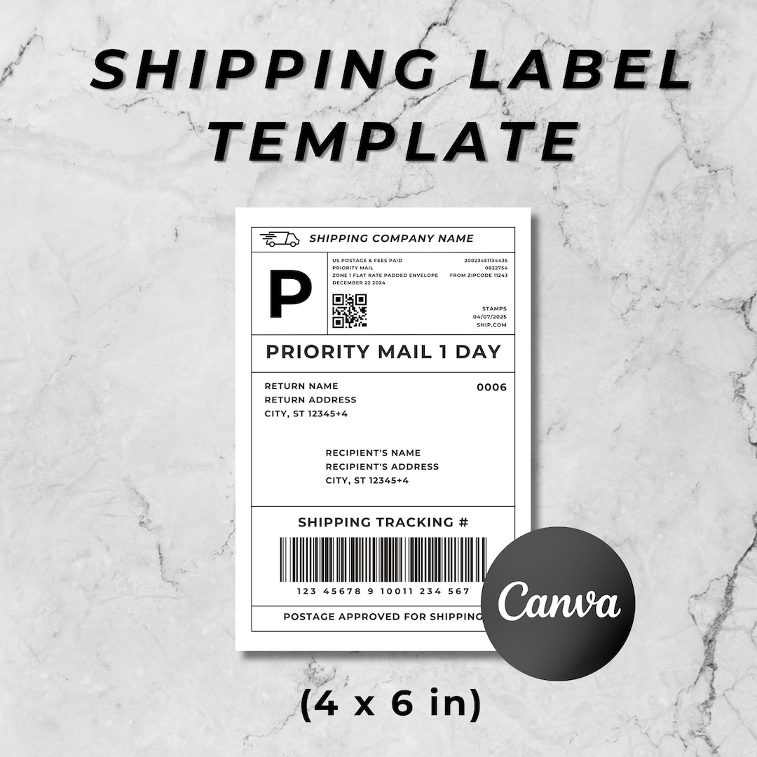Editable Shipping Label Template: Personalized Mail Label, Canva ...