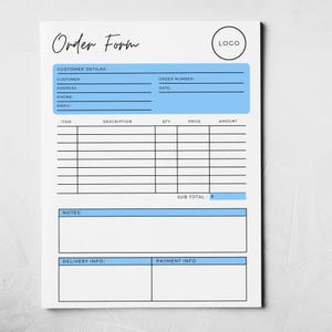 Color Order Form for Small Business, Order Form Editable Template ...