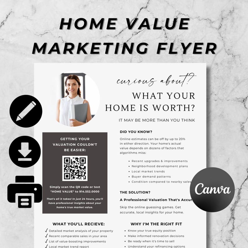 Home Value Marketing Flyer, Property Flyer, CMA Mailer, Lead Magnet ...