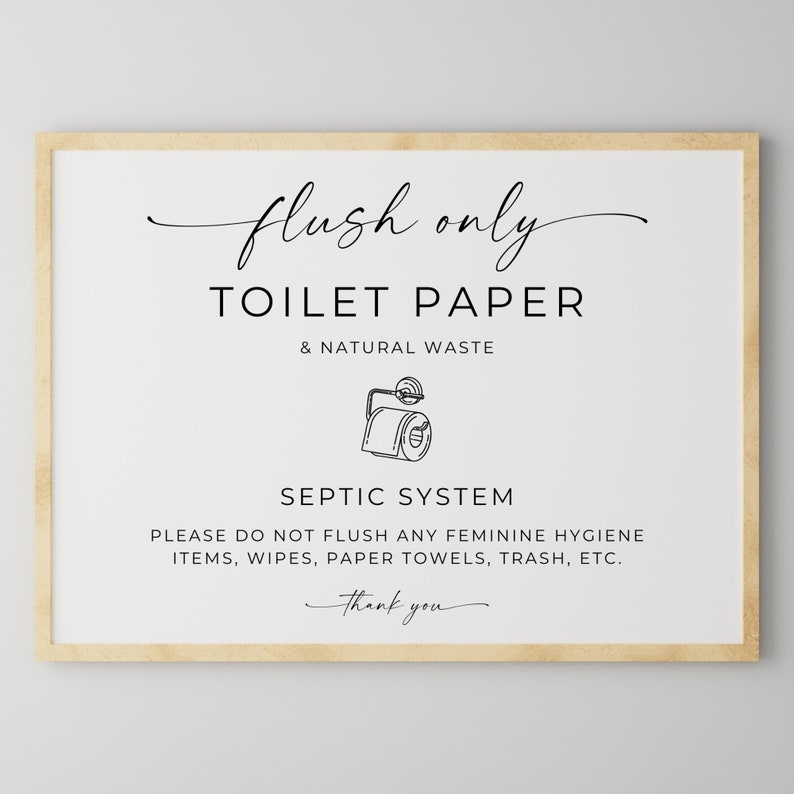 Flush Only Toilet Paper & Natural Waste Sign, Printable Sign for Airbnb ...