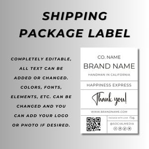 Shipping Label Thank You Template, Custom Labels for Shipping Boxes ...