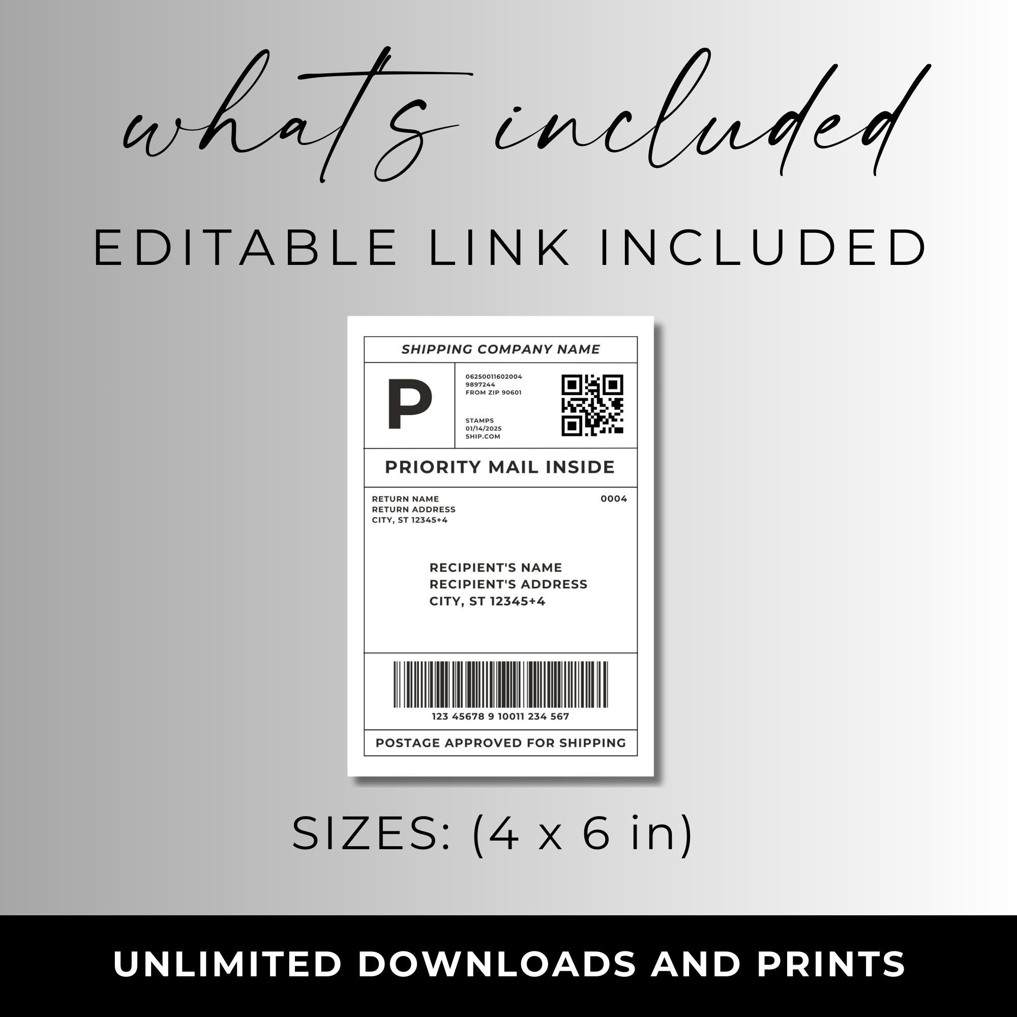 Editable Shipping Label Template: Personalized Mail Label (canva ...