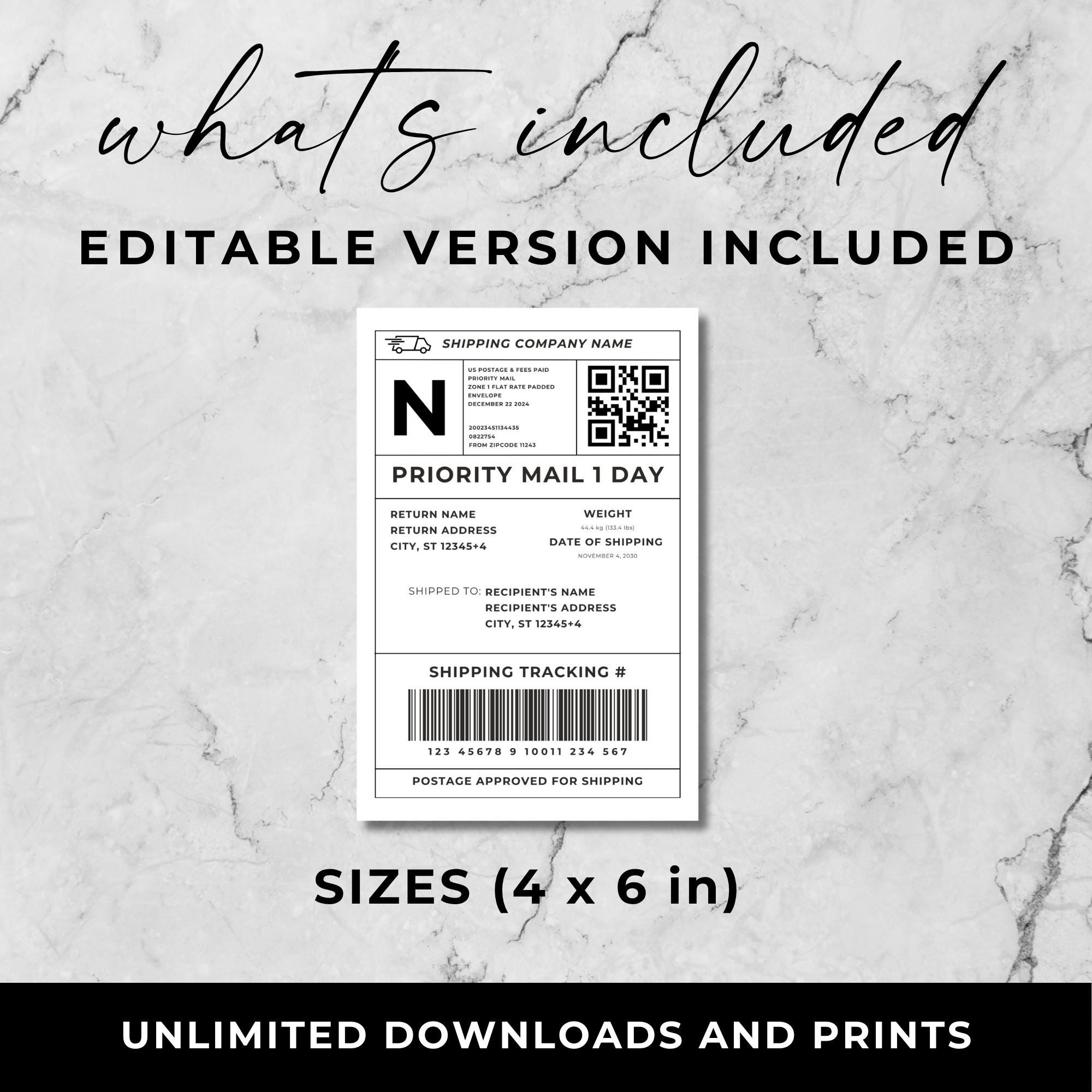 Editable Shipping Label Template: Personalized Mail Label, Canva ...