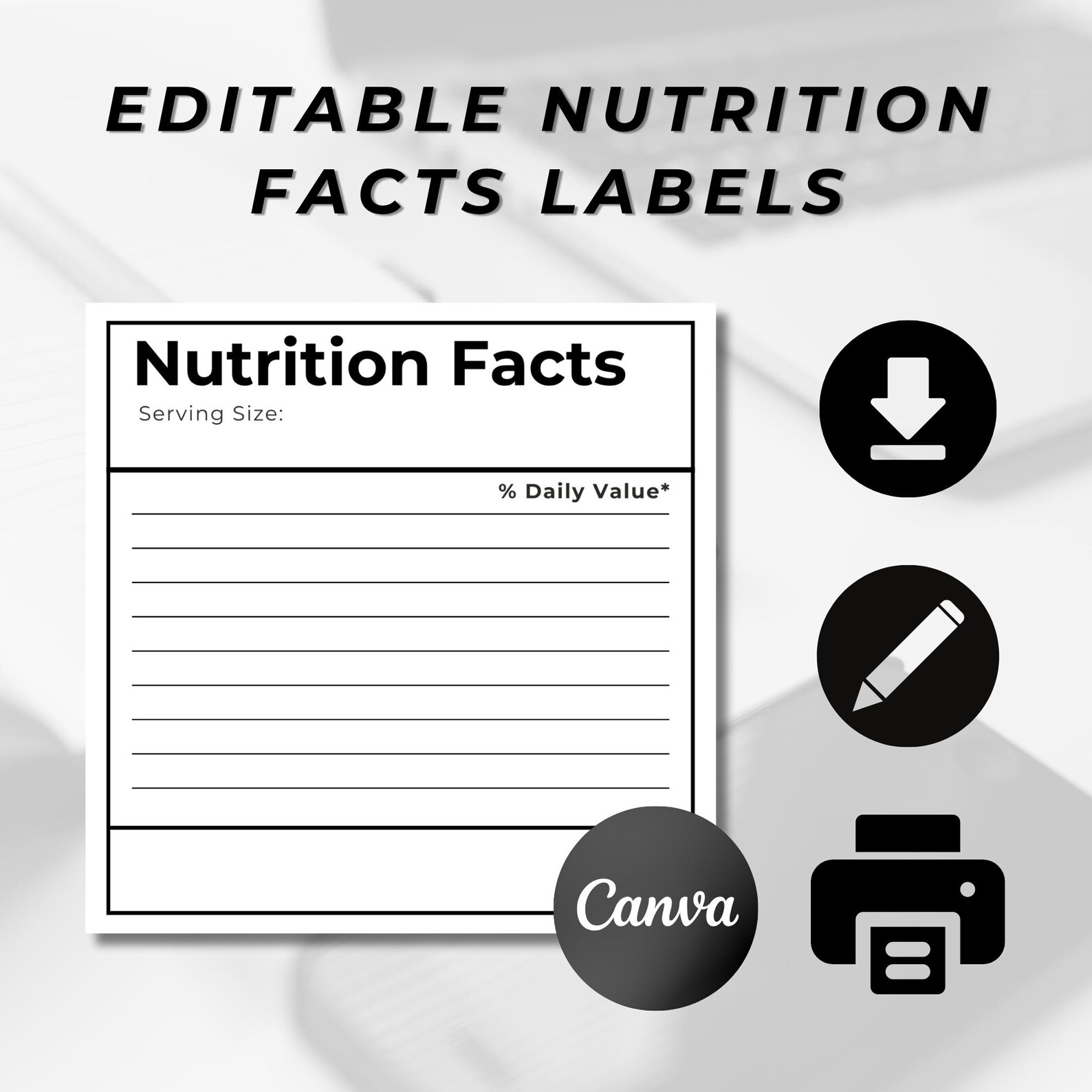 Blank Fillable Nutrition Facts, Nutrition Label Template, Nutritional ...