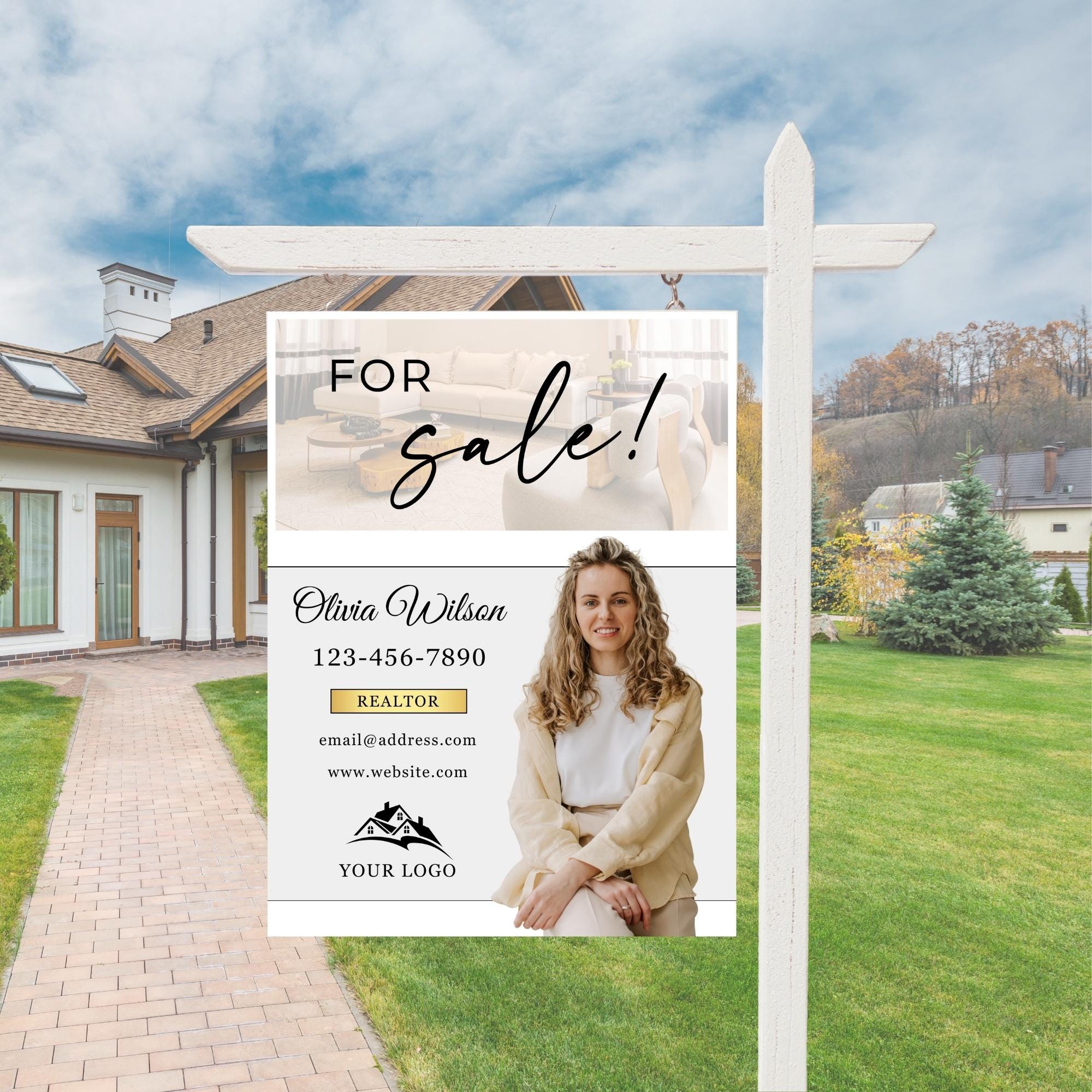 Modern Real Estate Yard Sign Template: Editable Canva Design (18x24 In ...