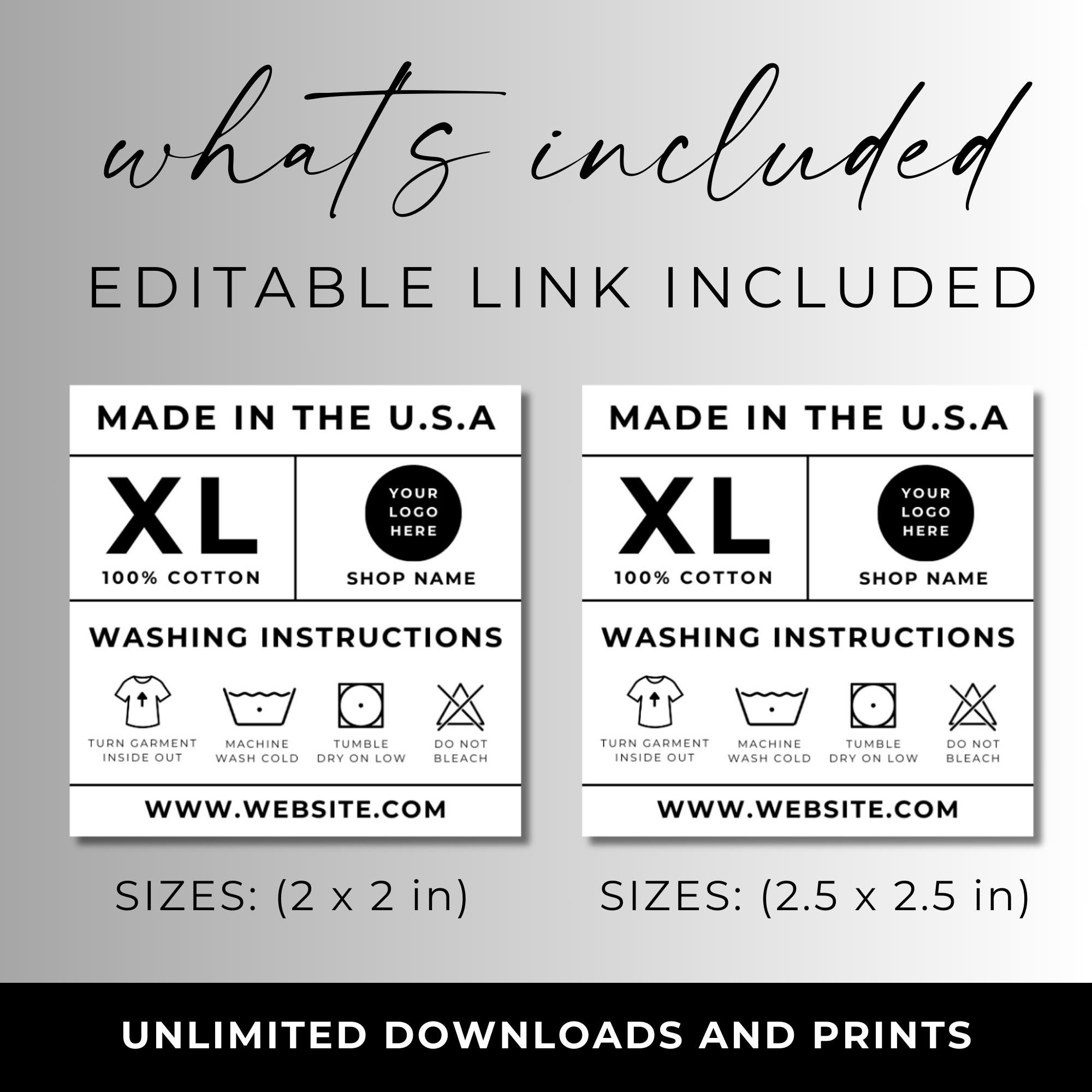 Clothing Neck Label Template, Washing Instructions, T-shirt Neck Label ...