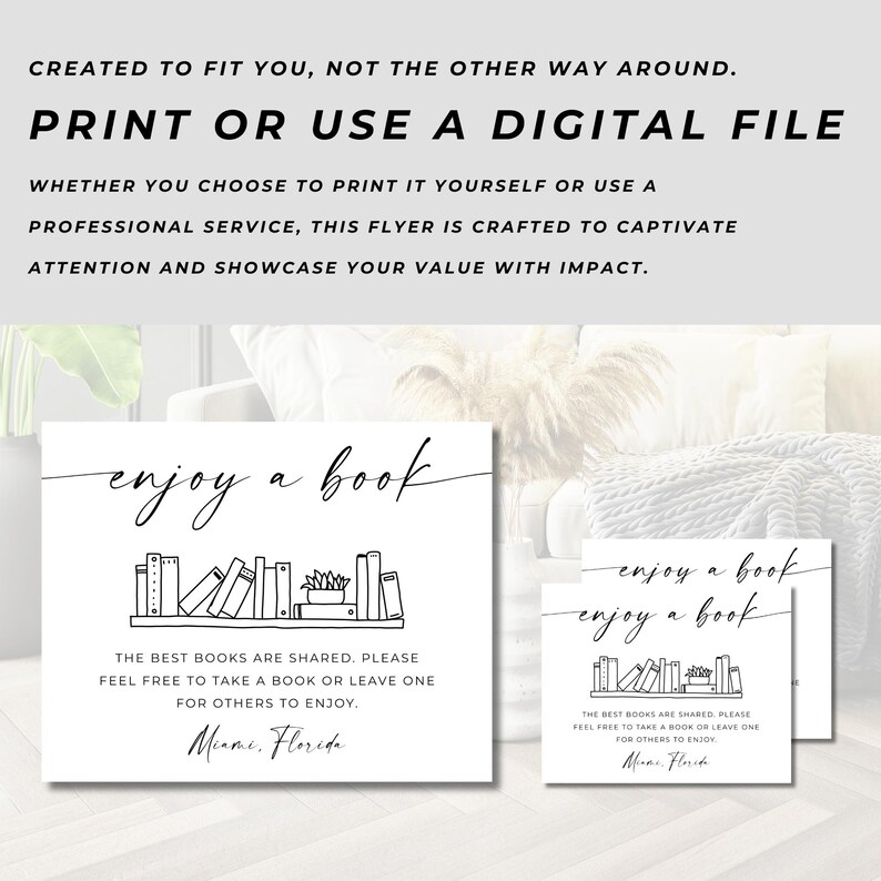 Editable Airbnb Library Sign, Book Sharing Template, Airbnb Library ...