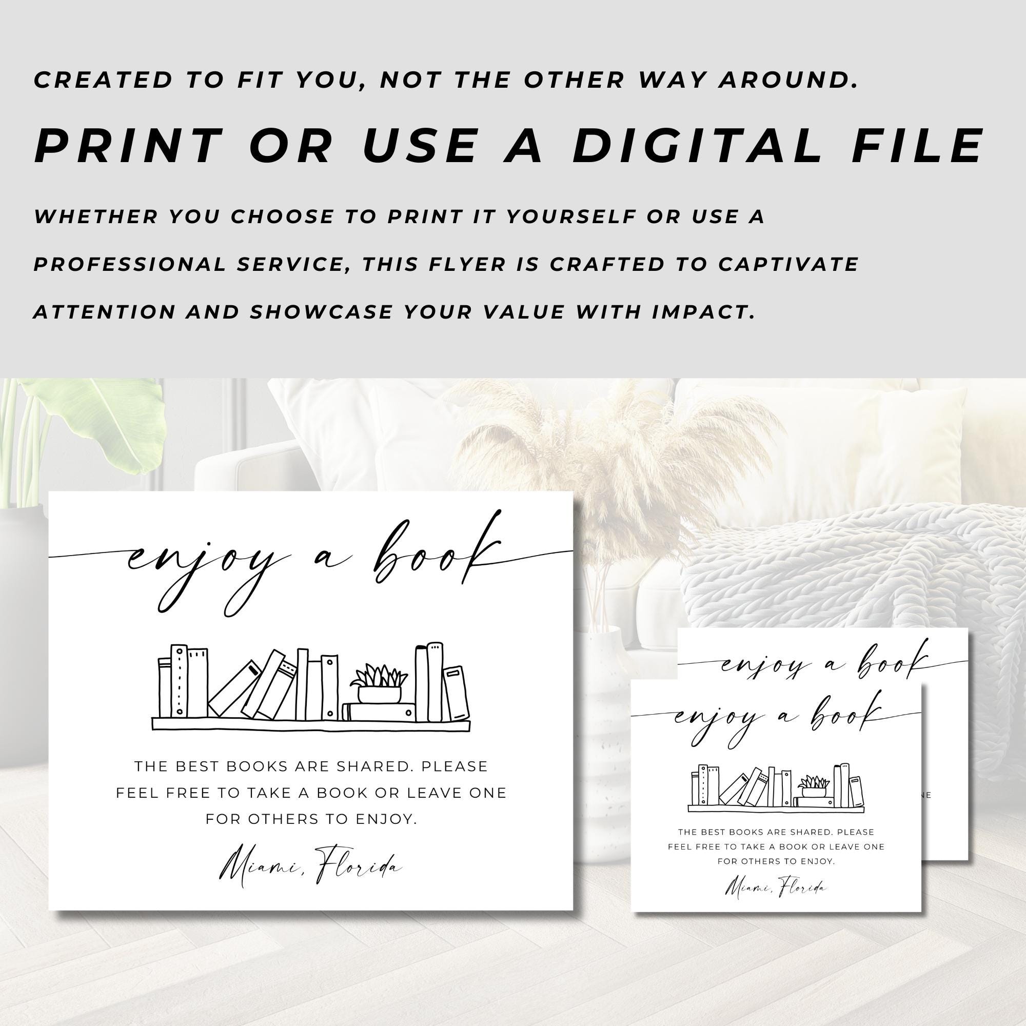 Editable Airbnb Library Sign, Book Sharing Template, Airbnb Library ...
