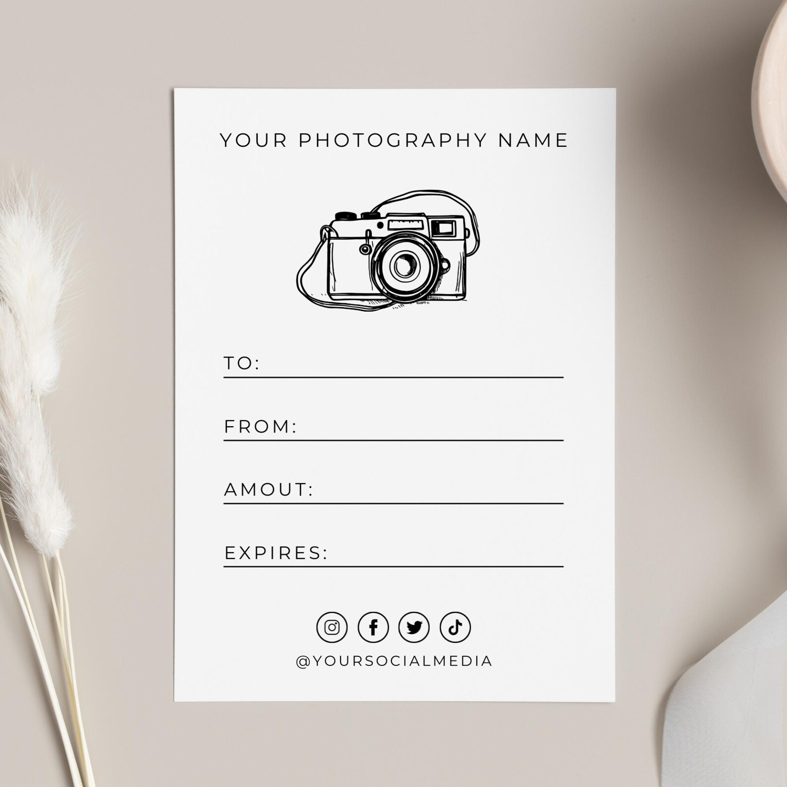 Photographer Gift Card Template, Photo Session Gift Certificate ...