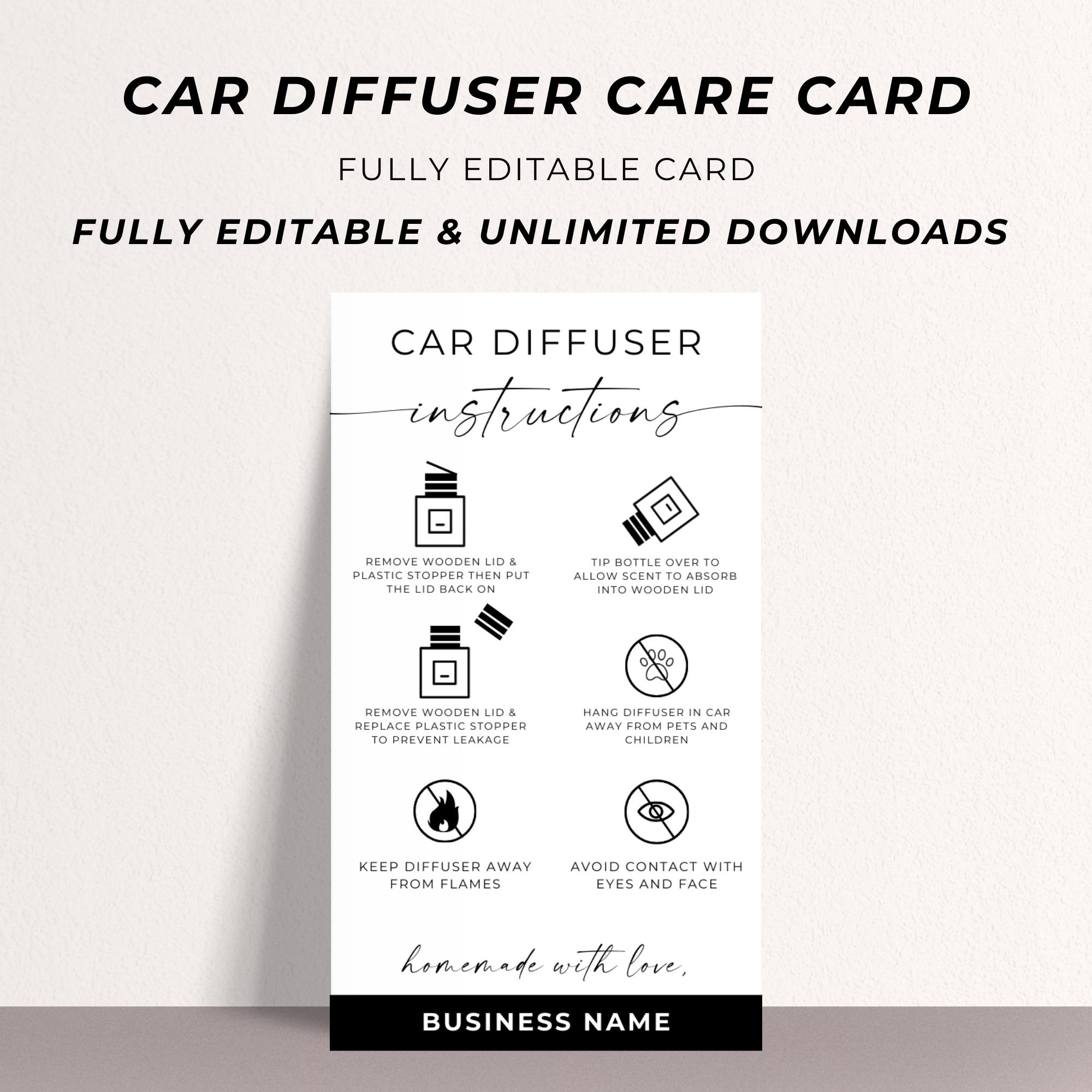 Car Diffuser Care Card Template: Small Business Thank You (canva ...